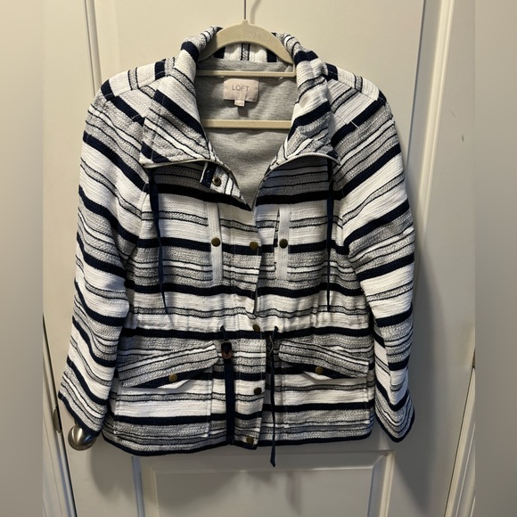 LOFT | Jackets & Coats | Loft Navy Stripe Jacket | Poshmark